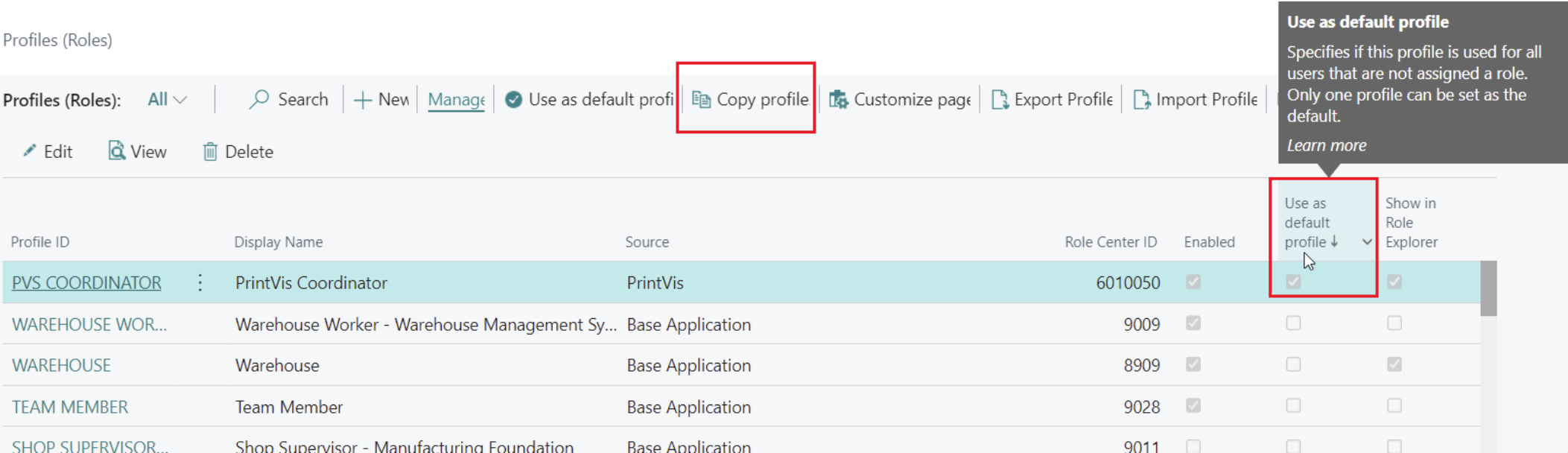 Role Centers - PrintVis Documentation